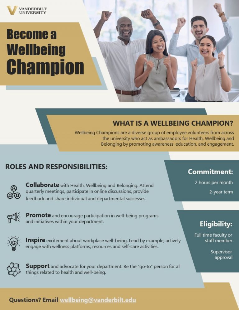 Applications now open for the Wellbeing Champion Program; Virtual ...