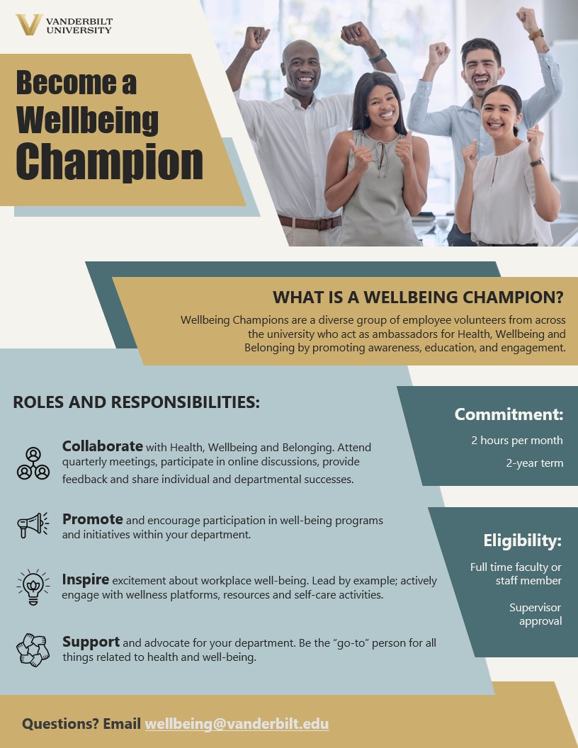 Applications now open for the Wellbeing Champion Program; Virtual ...